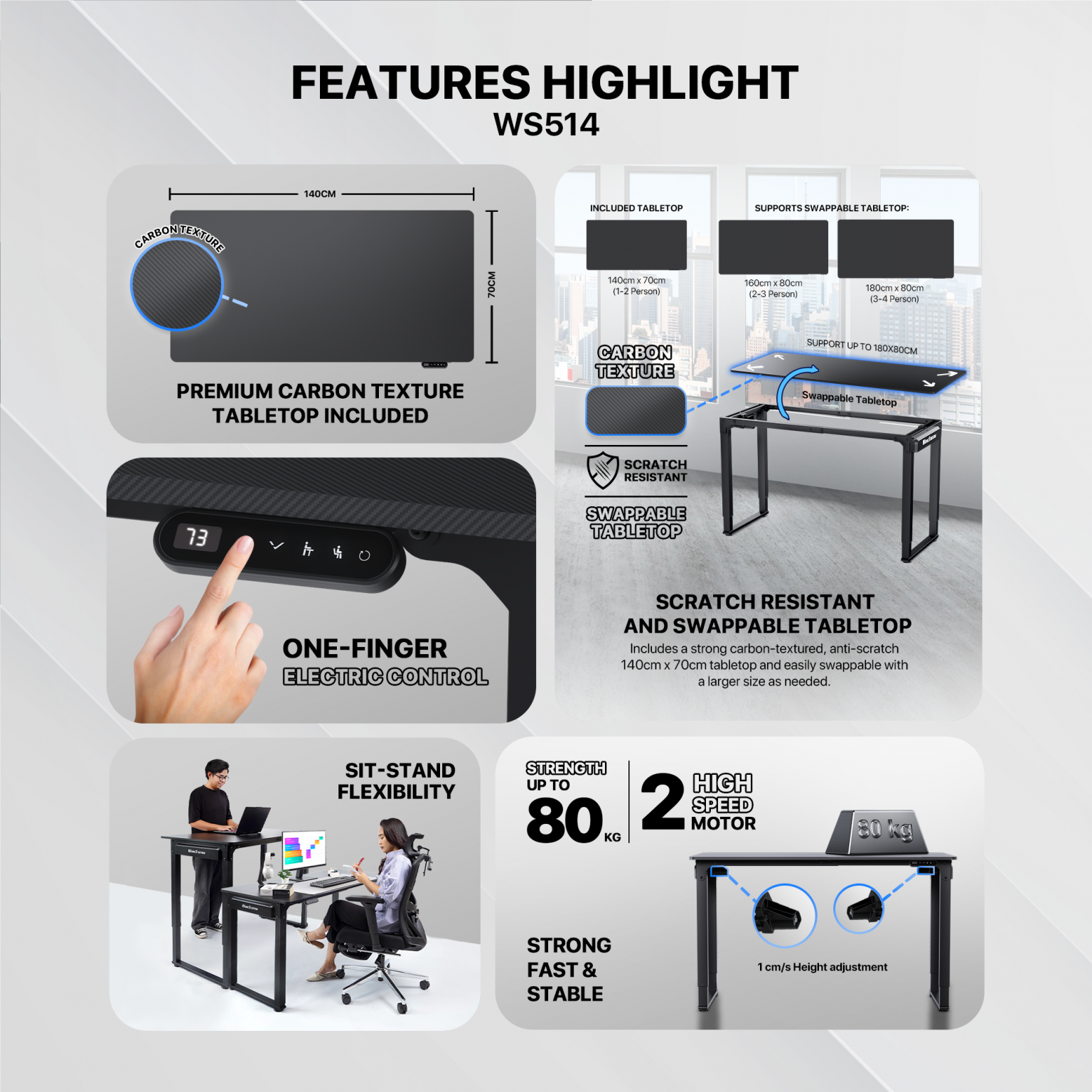 FANTECH WORKSTATION WS514 ADJUSTABLE RISING GAMING DESK - Fantech Nepal ...