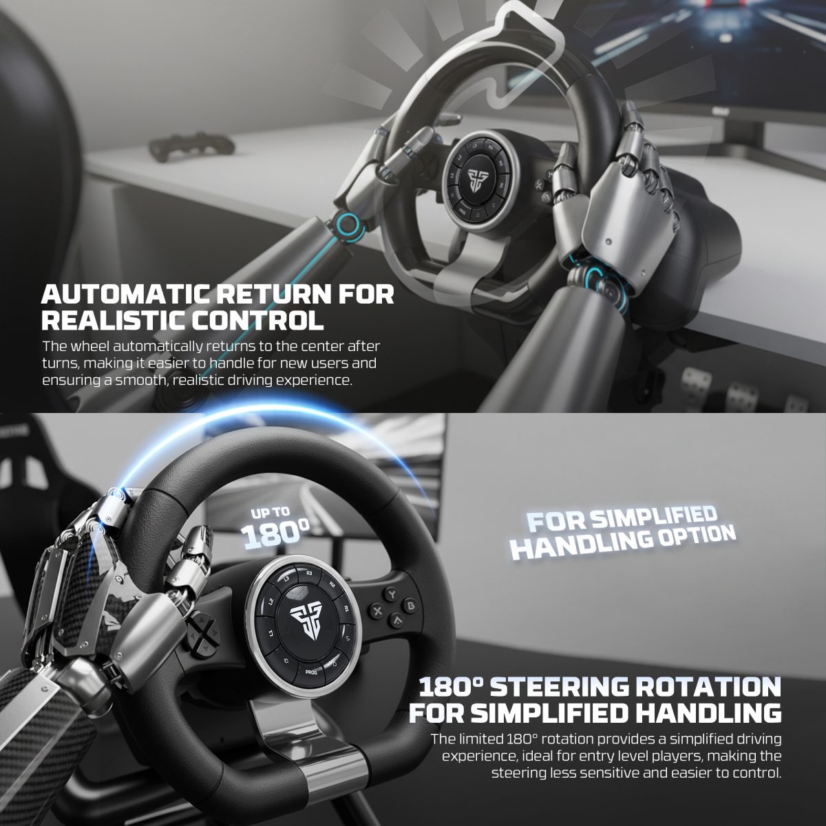 Fantech R2 Racing Steering Wheel Dual Motor Vibration PC Driving Wheel ...