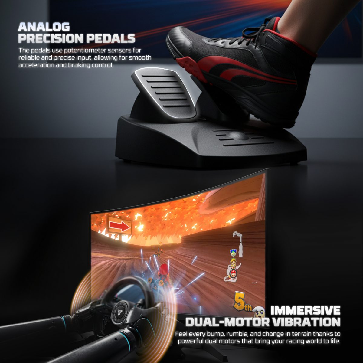 Fantech R2 Racing Steering Wheel Dual Motor Vibration PC Driving Wheel ...